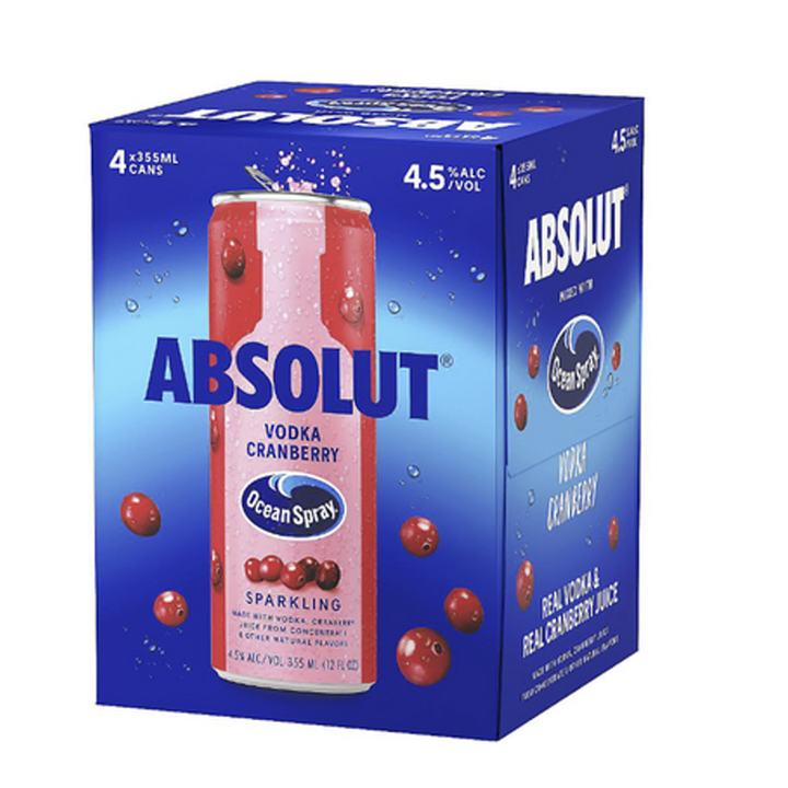 Absolut / Ocean Spray Sparkling Vodka Cranberry (4x355ml) – Kings Wine ...